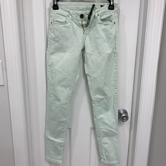 Zara | Pants & Jumpsuits | Zara Light Turquoise Pants With Zippers ...